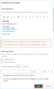 E-Mai-Signatur in Outlook im Web (Microsoft 365 / Office 365) ändern