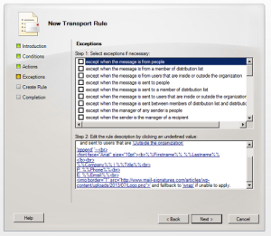 How to set up email disclaimers on Exchange Server 2010