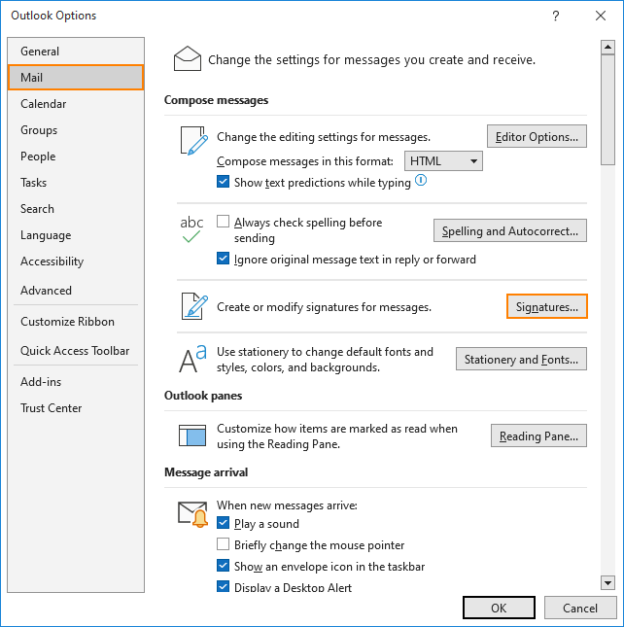 Outlook email signature location backup
