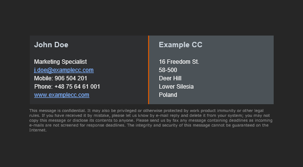Simple signature with two columns - Email signature template