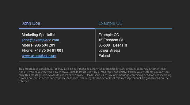 Two columns simple light - Email signature template