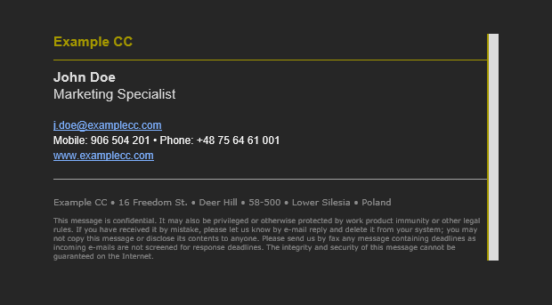 Corporate gold simple - Email signature template