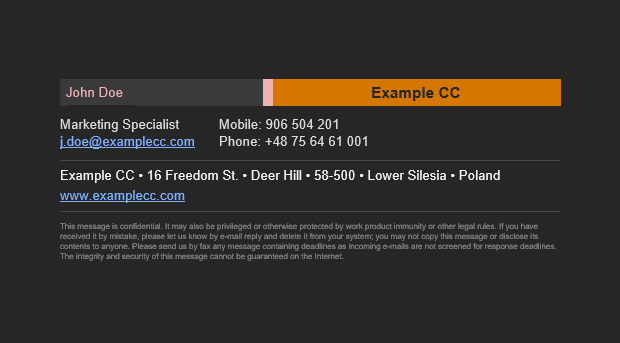 Orange simple - Email signature template