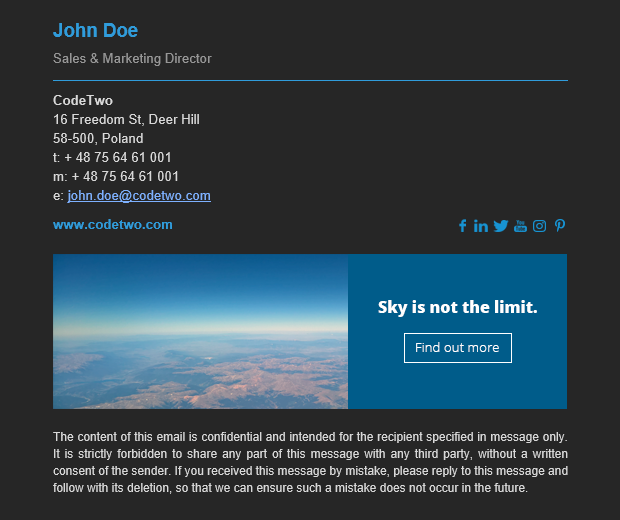 Sky - Email signature template