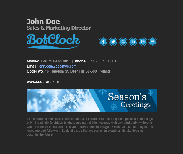 Free Holiday email signature for download - Template 1