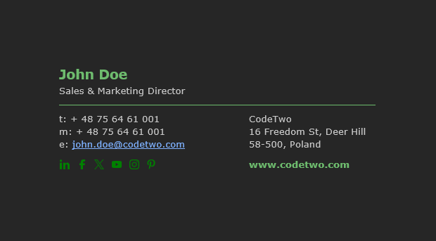 Plain text 3 - Email signature template