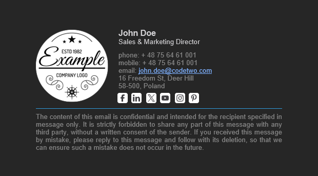 Elegant logo - Free email signature template