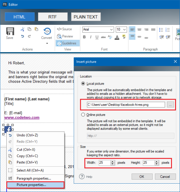 Hi-res email signatures optimized for mobiles and 4k displays