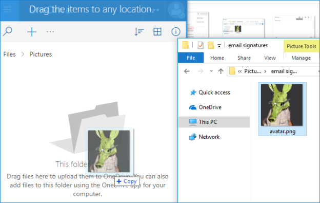 How to get a direct link to image and insert it into an email signature