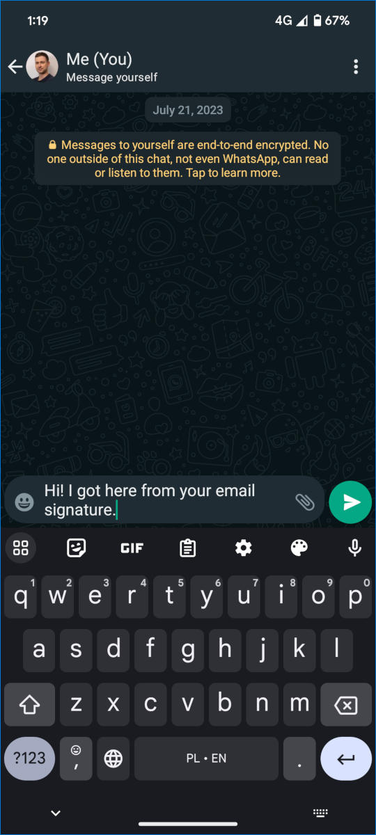 How to add a WhatsApp link to emails and email signatures?