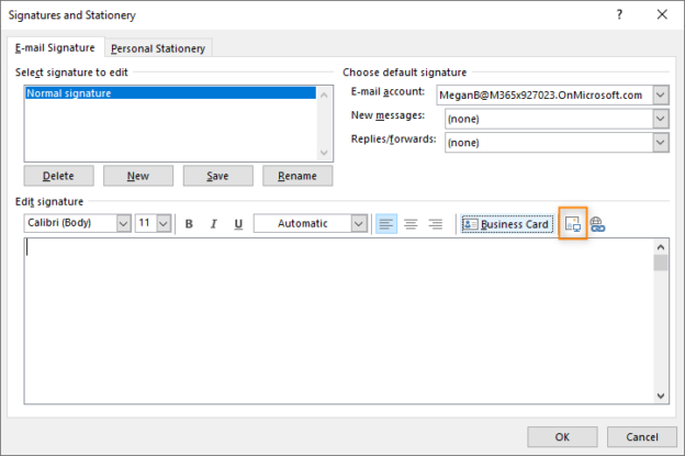 How to insert an online/linked image into an Outlook email signature?