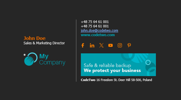 Simple and light email signature template - Mail-Signatures.com