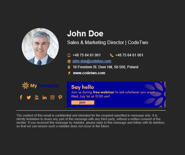 Modern all-inclusive email signature template - Mail-Signatures.com