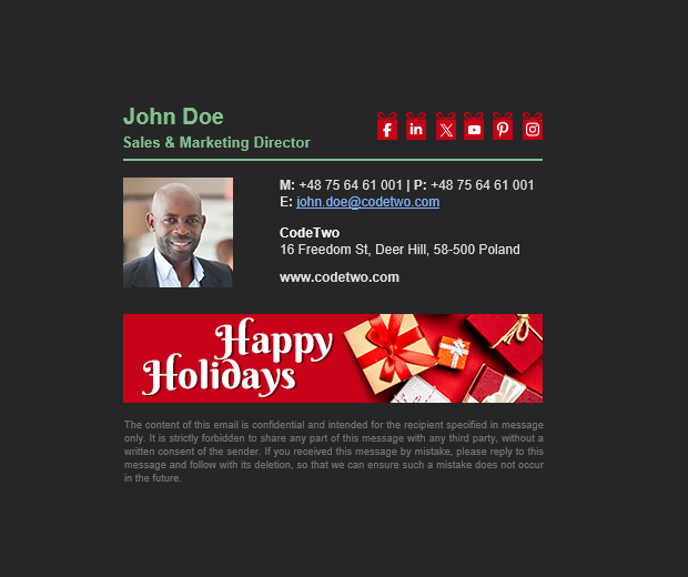 Holiday signature template - Presents - Mail-Signatures.com