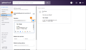 Setting up an email signature in Yahoo Mail