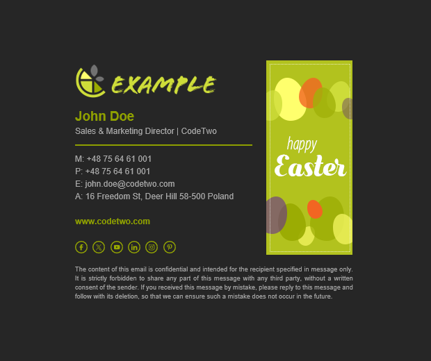 Free spring signature template – Spring green - Mail-Signatures.com