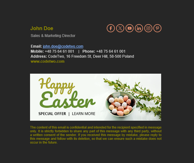 Spring signature template - Traditional Easter - Mail-Signatures.com