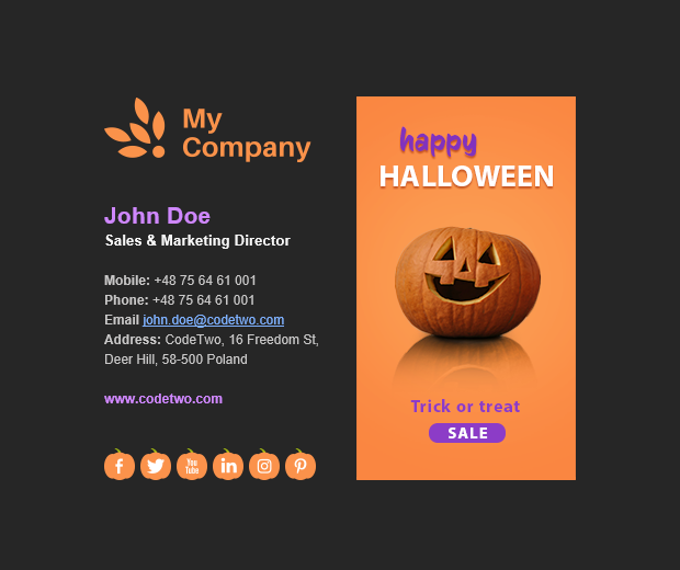 Halloween email signature template - Upbeat mood