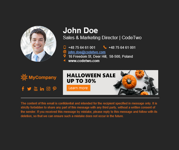 Free Halloween email signature template - Classy Halloween
