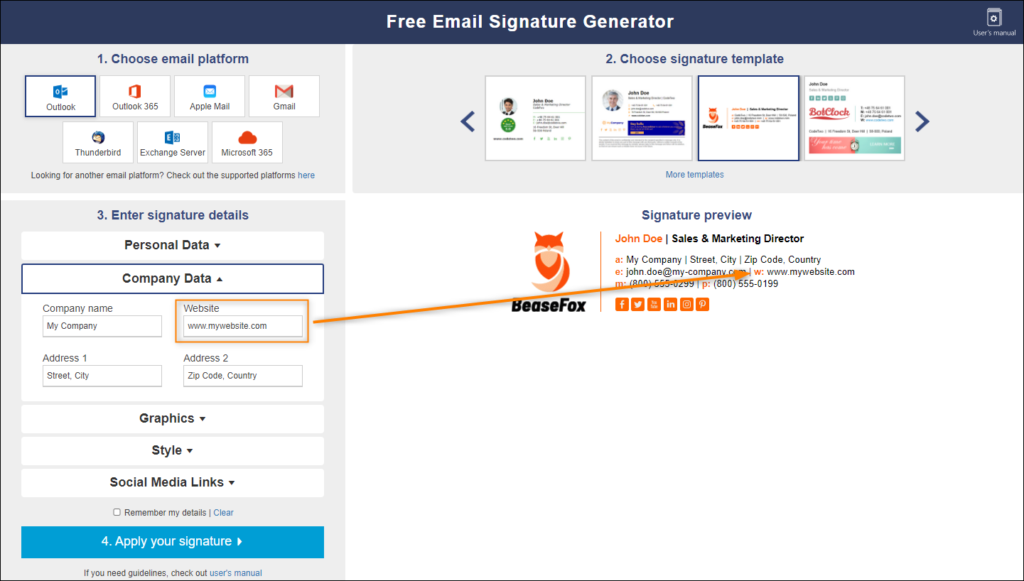 How to add links to an email signature