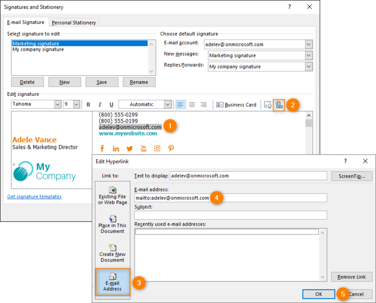 How to add links to an email signature