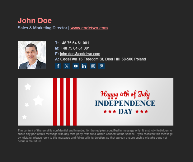 Happy 4th of July email template – Simplicity - Mail-Signatures.com