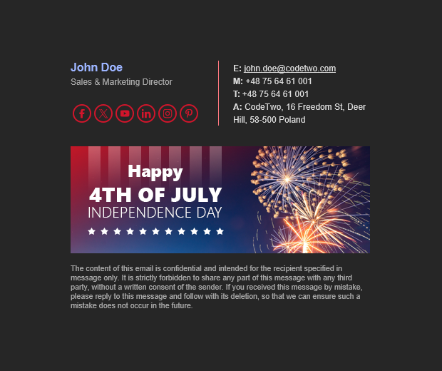 Happy 4th of July email signature – Celebration time - Mail-Signatures.com