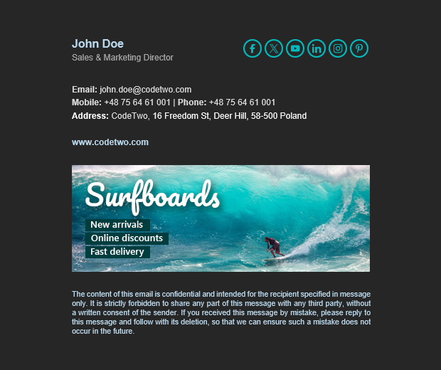 Free email signature template - On the wave - Mail-Signatures.com