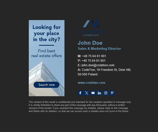 Professional email signature - Big city style free template