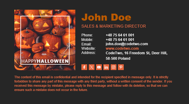 Halloween email signature with Jack o’lanterns everywhere