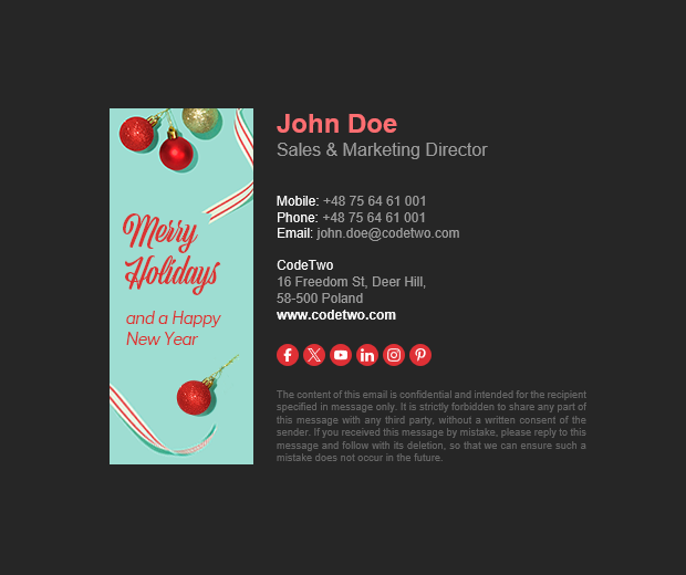 Free vintage Christmas email signature template - Mail-Signatures.com
