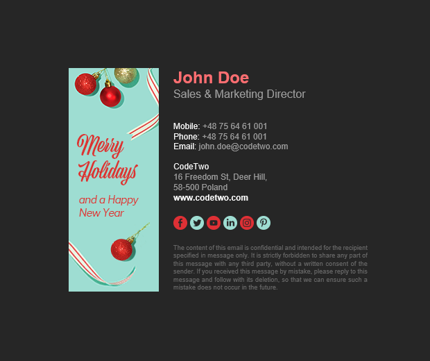 Free vintage Christmas email signature template - Mail-Signatures.com