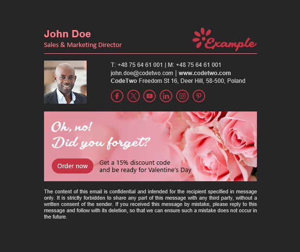 Valentine's Day email signature - remind your customers