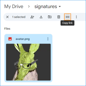 How to get a direct link to image and insert it into an email signature
