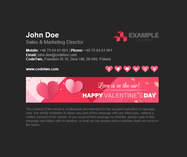 Free Valentine's Day email signature - love is in the air - Mail ...