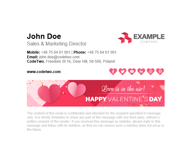 Free Valentine's Day email signature - love is in the air