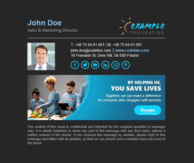Free email signature template for charity organizations