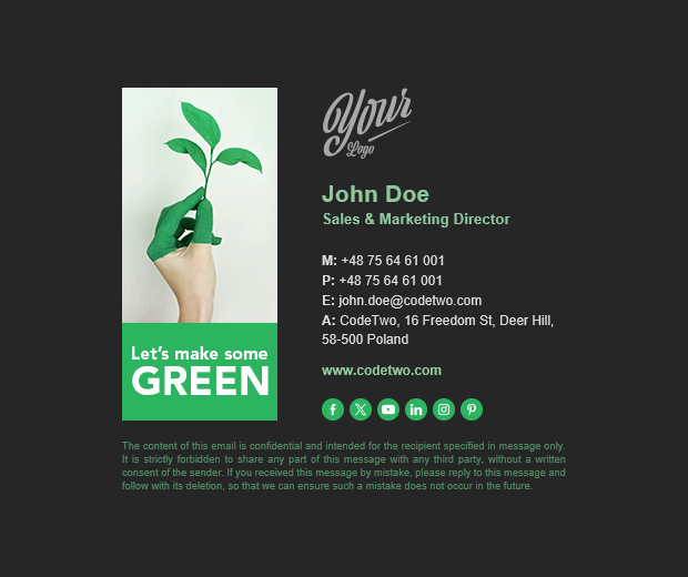 Email signature template to promote green CSR activities