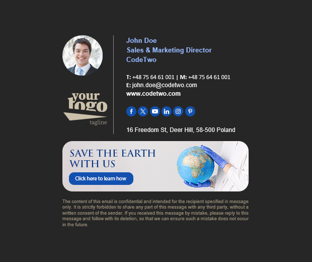 Elegant CSR email signature template - Mail-Signatures.com