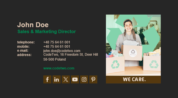 Email signature template promoting waste recycling initiatives