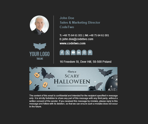 Snap twice - free Halloween signature template