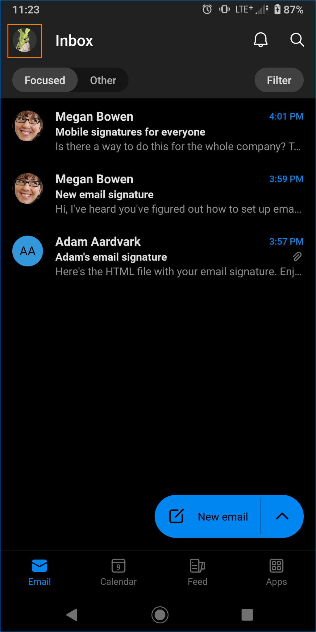 How to add a pro email signature in Outlook for Android