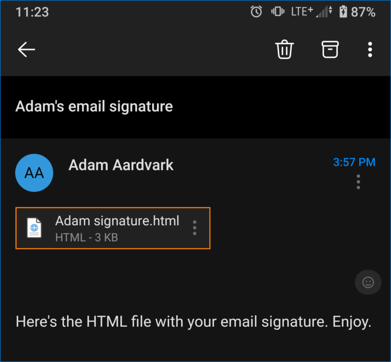 How to add a pro email signature in Outlook for Android