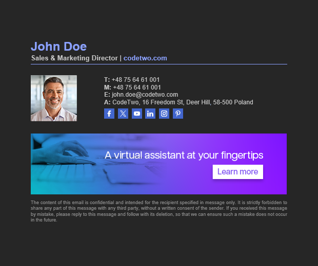 Virtual assistant - email signature inspiration for your business