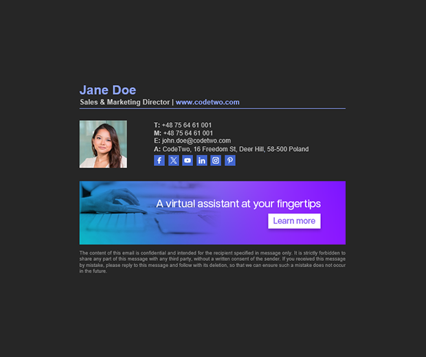 Virtual assistant - email signature inspiration for your business