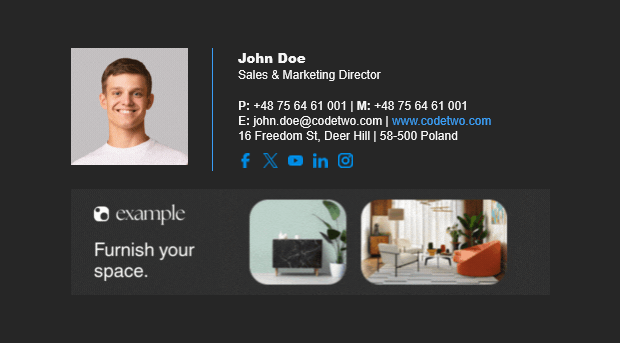 Furnish your space – animated email signature idea