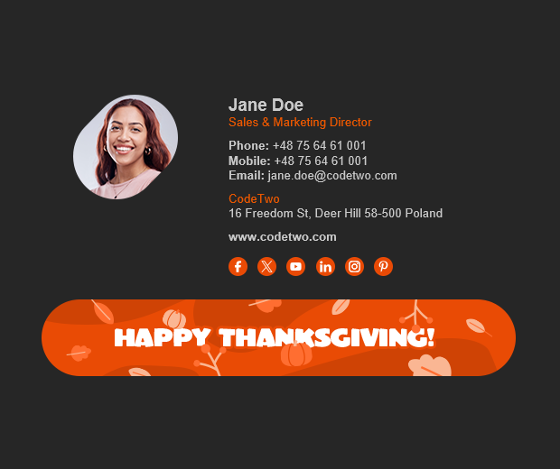 Happy Thanksgiving email signature design